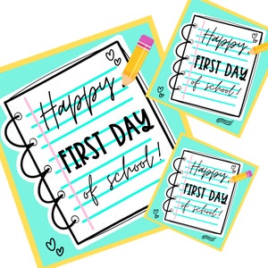 Happy First Day of School Tag Printable Back to School Tag Cookie or ...