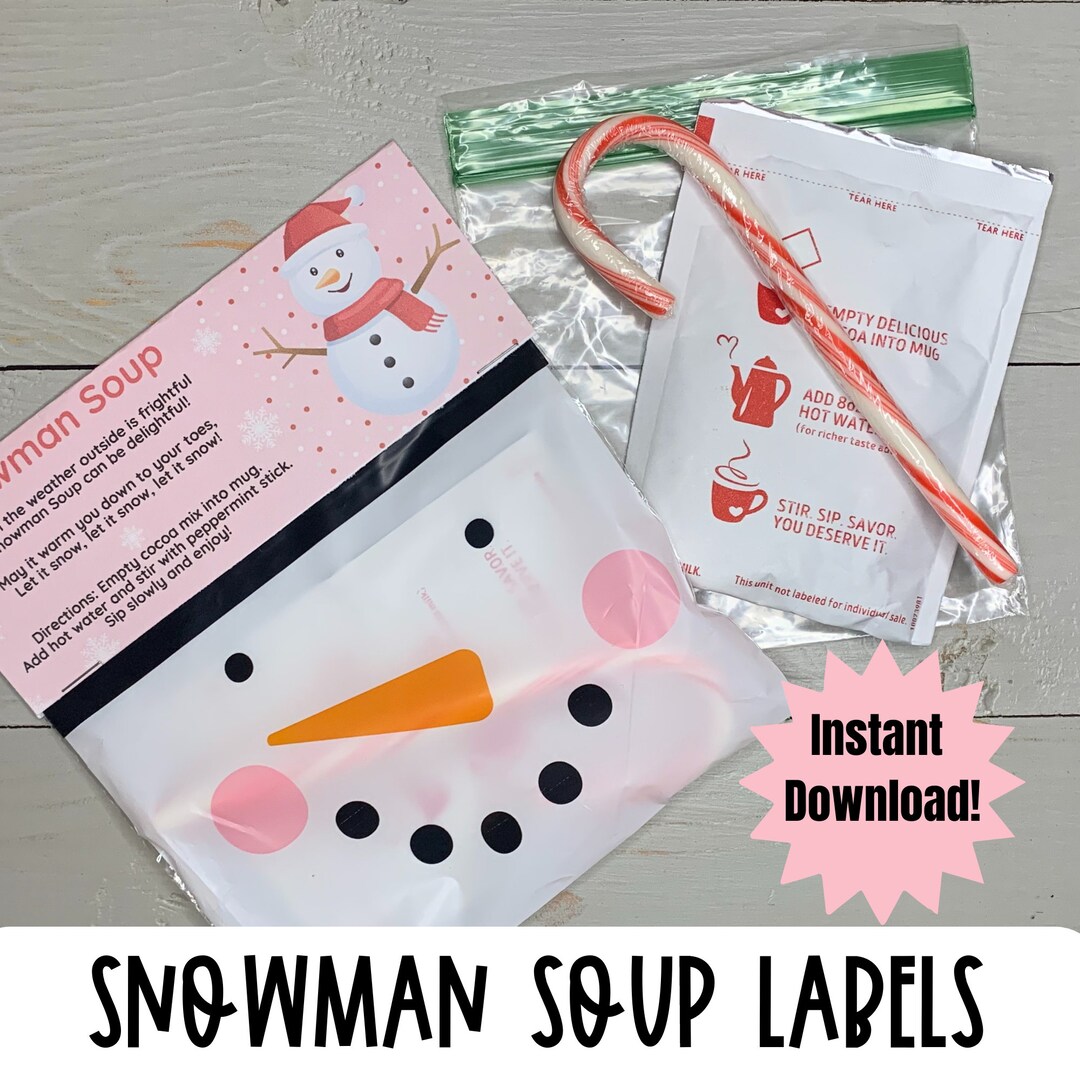 Snowman Soup Labels: Printable Hot Cocoa Gift Tags (PDF) - Etsy