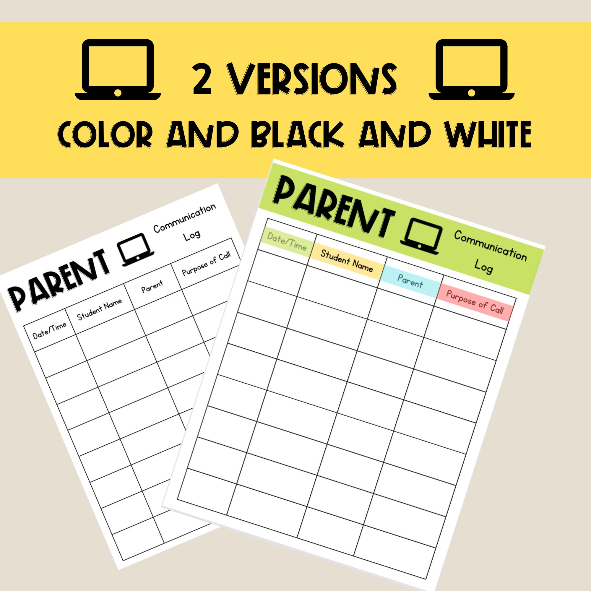 Parent Communication Log Contact Form Teacher Call Log Contact Log ...