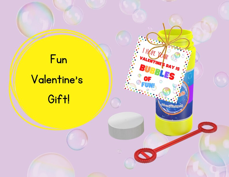 Valentine's Day Printable Bubble Tag Bubbles of Fun - Etsy