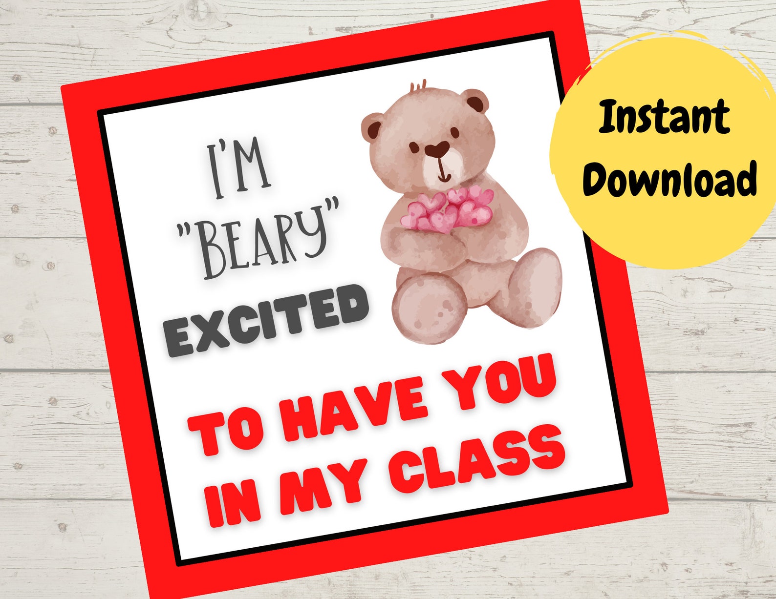 Welcome Back to School Treat Tag to Students From Teacher Beary Excited ...