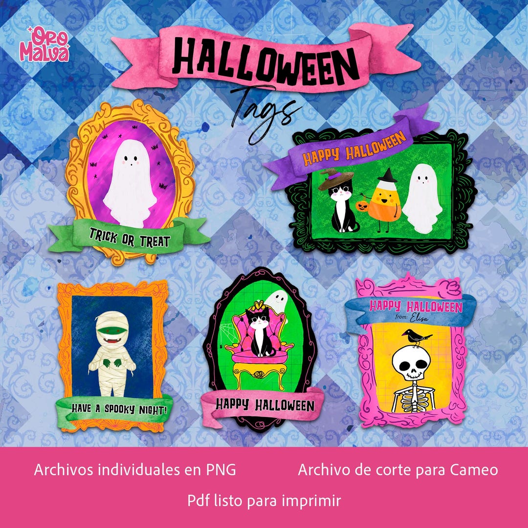 Halloween Tags With CAMEO Cut File - Etsy