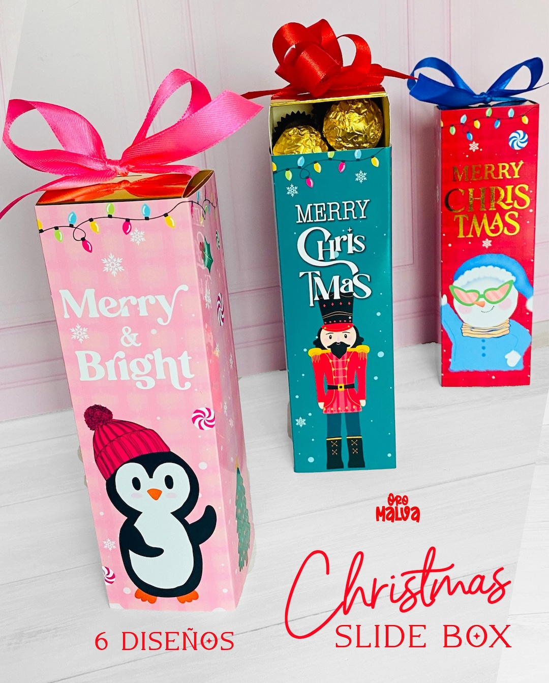 Christmas Slide Box Designs, Printable Slide Box Template - Etsy