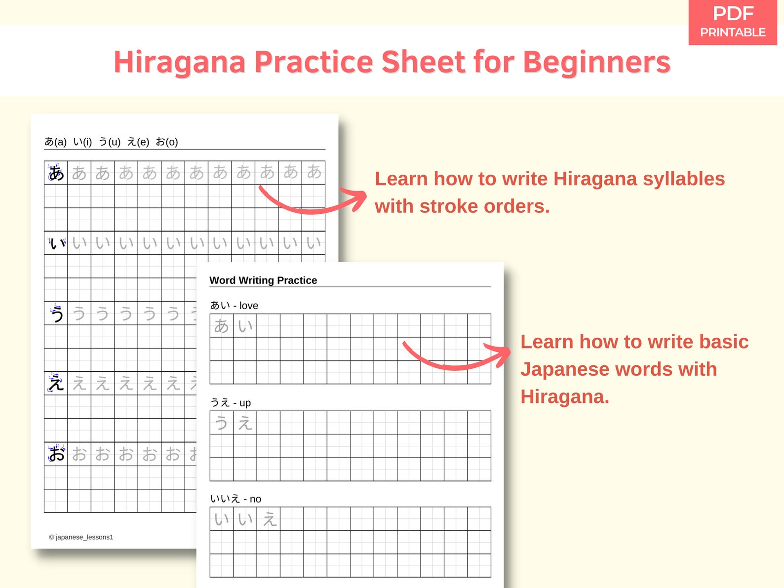 Japanese Hiragana Practice Sheet for Beginners - Etsy