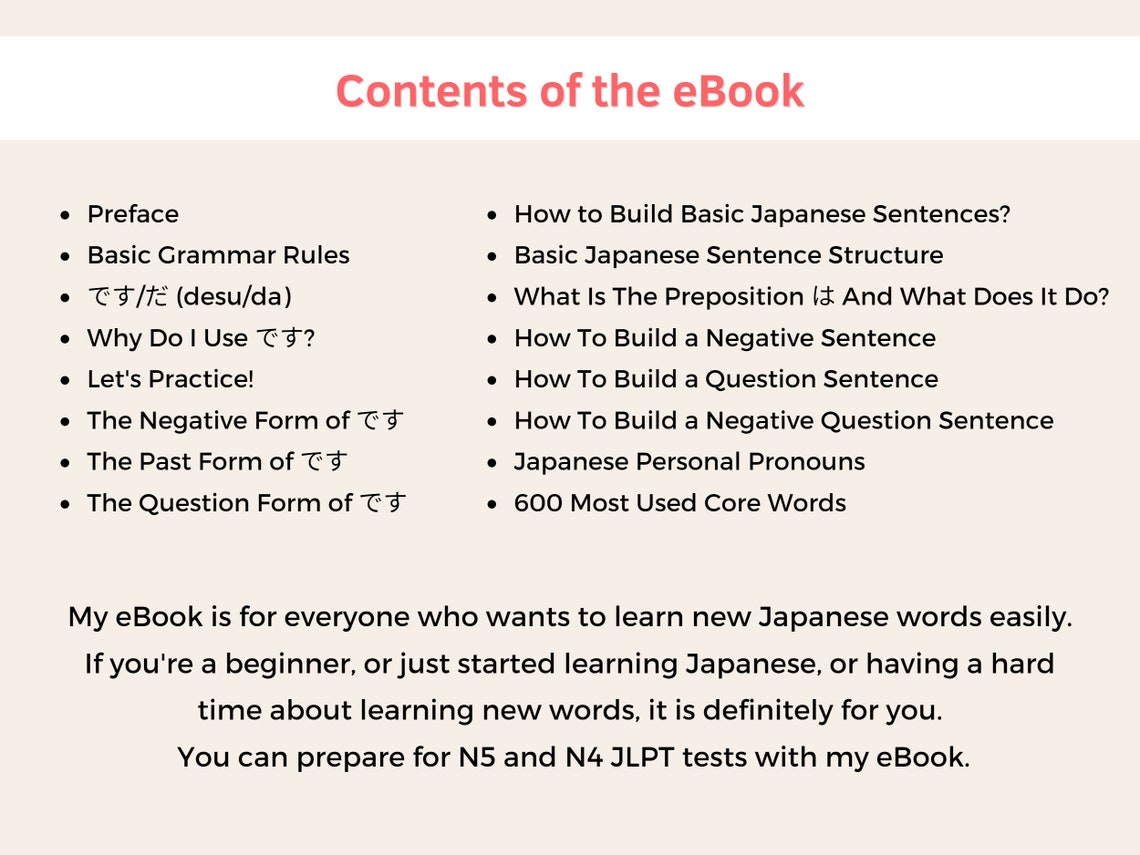 600 Most Used Japanese Core Words for Beginners - Etsy