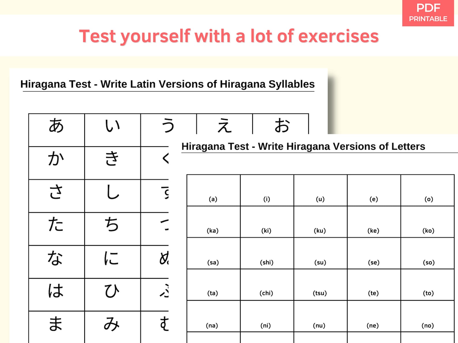 Japanese Hiragana Practice Sheet for Beginners - Etsy