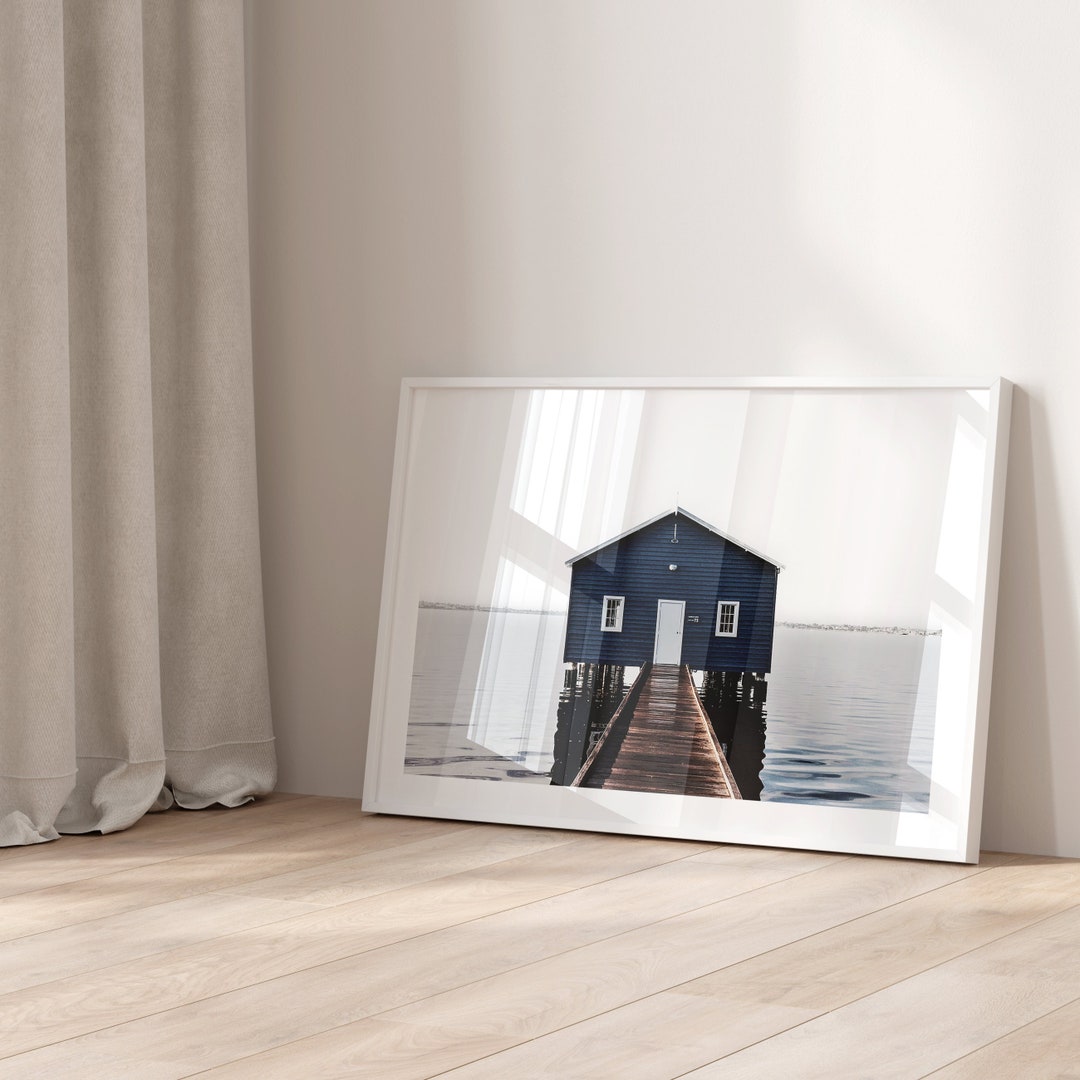 Boathouse | Lake House | Pier | Cottage | Coastal Beach Print | Ocean ...