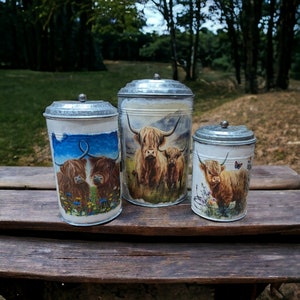 Highland Cow Metal Canister Set - Etsy