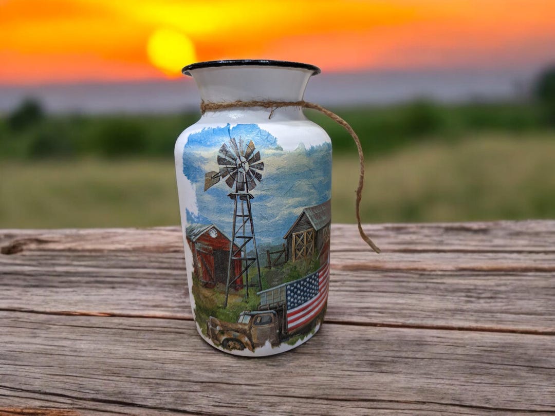 Old Truck, Barn, Farm Milk Jug Vase - Etsy
