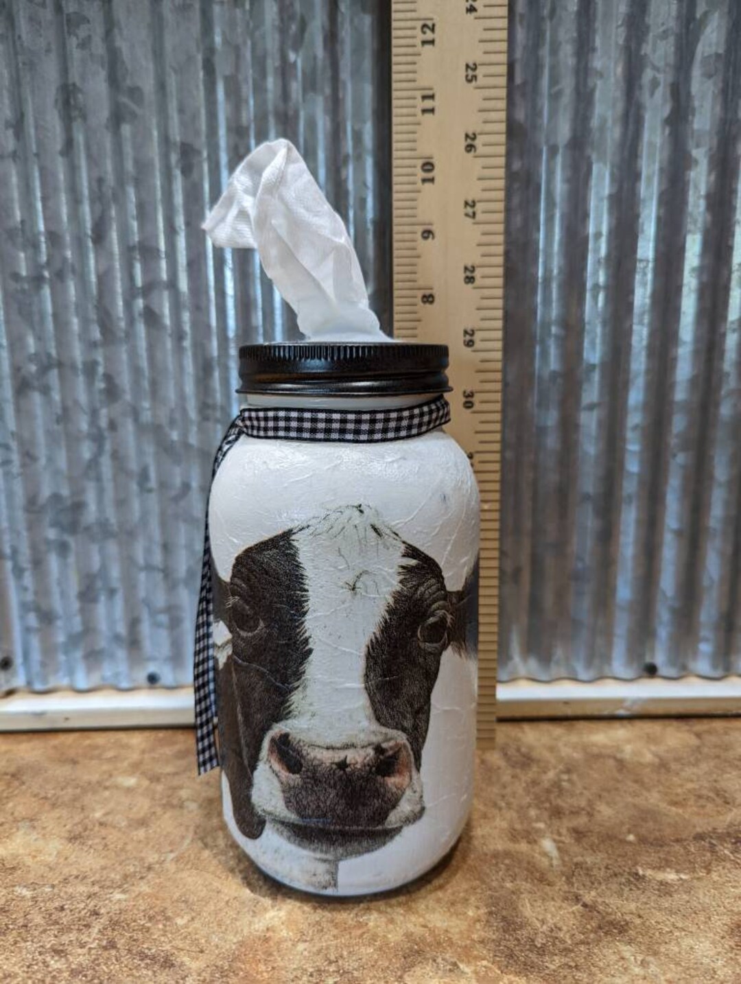 Mason Jar Tissue Dispenser Dairy Cow holstein - Etsy