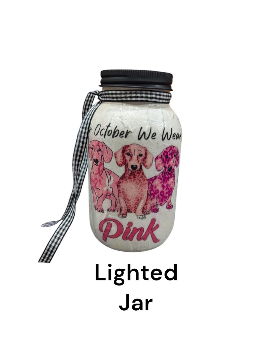 Breast Cancer Dog Lighted Mason Jar Luminary - Etsy