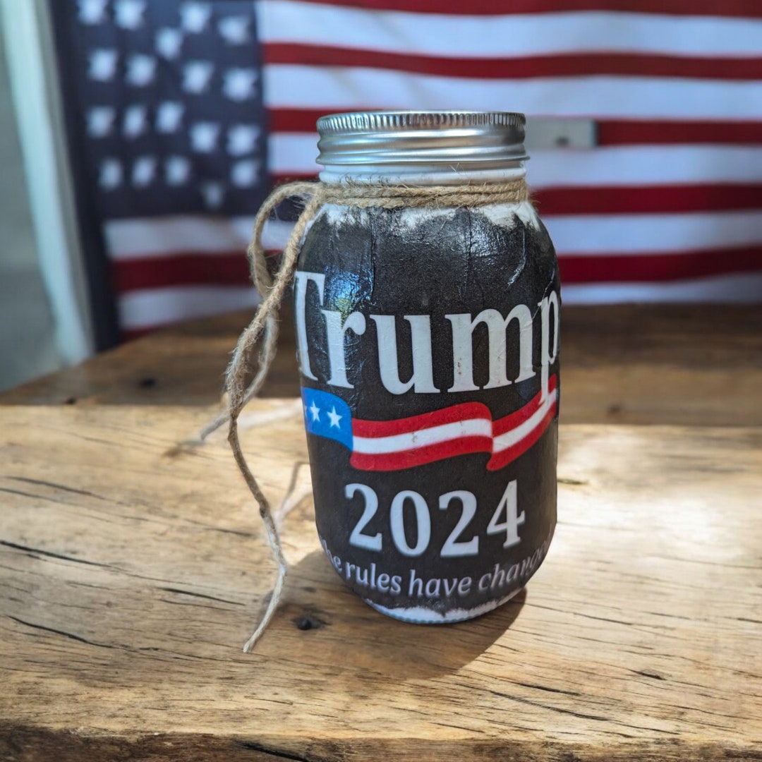 Trump 2024 Mason Jar Tissue Dispenser, Soap Pump, Vase, or Coin Bank - Etsy