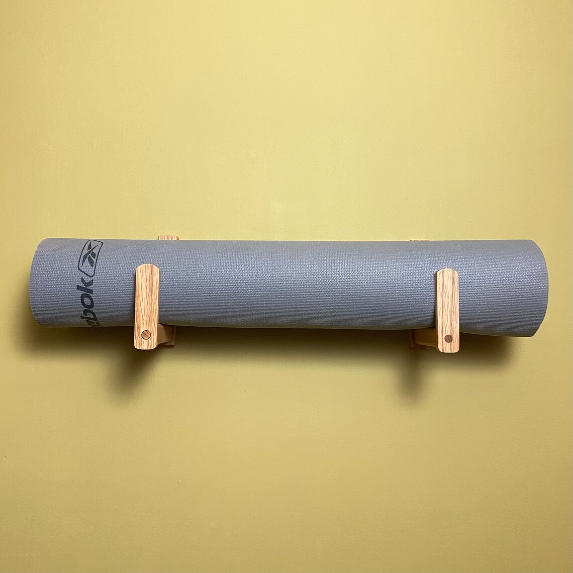 Oak Yoga Mat Hooks, Wooden Organizer Pilates Mat Holder, Wall Mounted ...