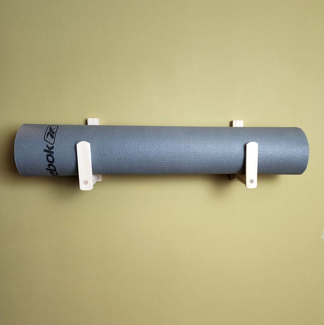 Wall Mounted Yoga Mat Storage, Yoga Mat Hooks, Wooden Pilates Mat ...