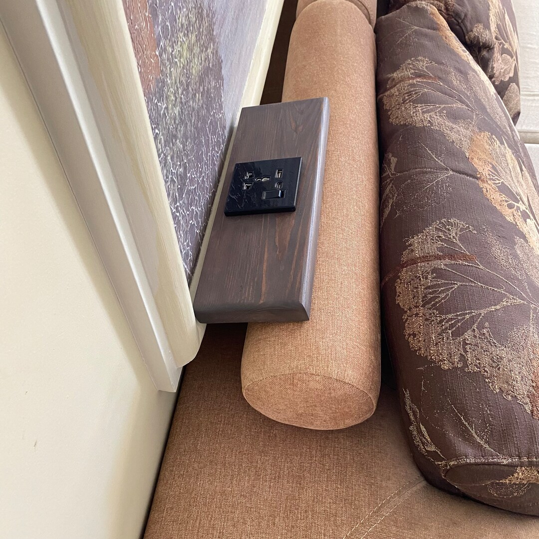 Narrow Behind Couch Table, Charging Station, Hidden Sofa Table With ...
