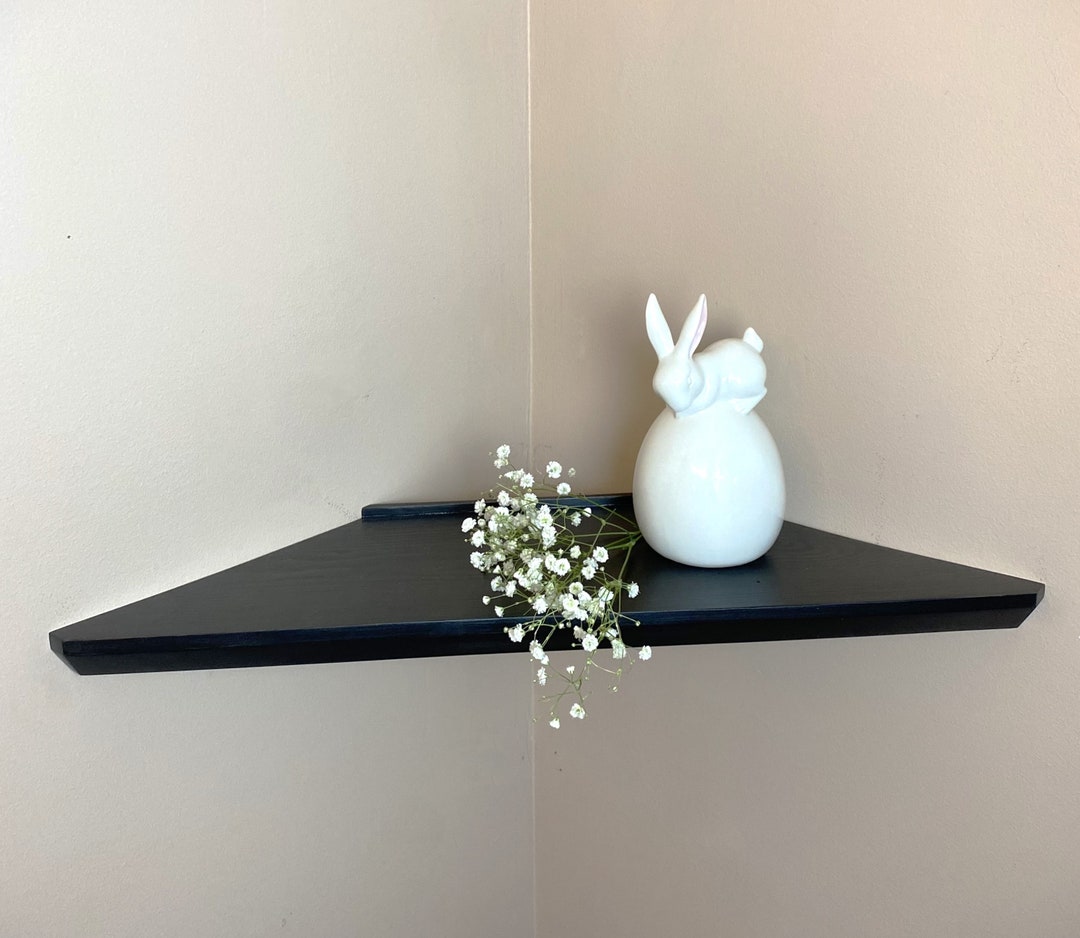 Trapezoidal Shape Corner Shelf, Floating Shelf With Barrier and Facet ...