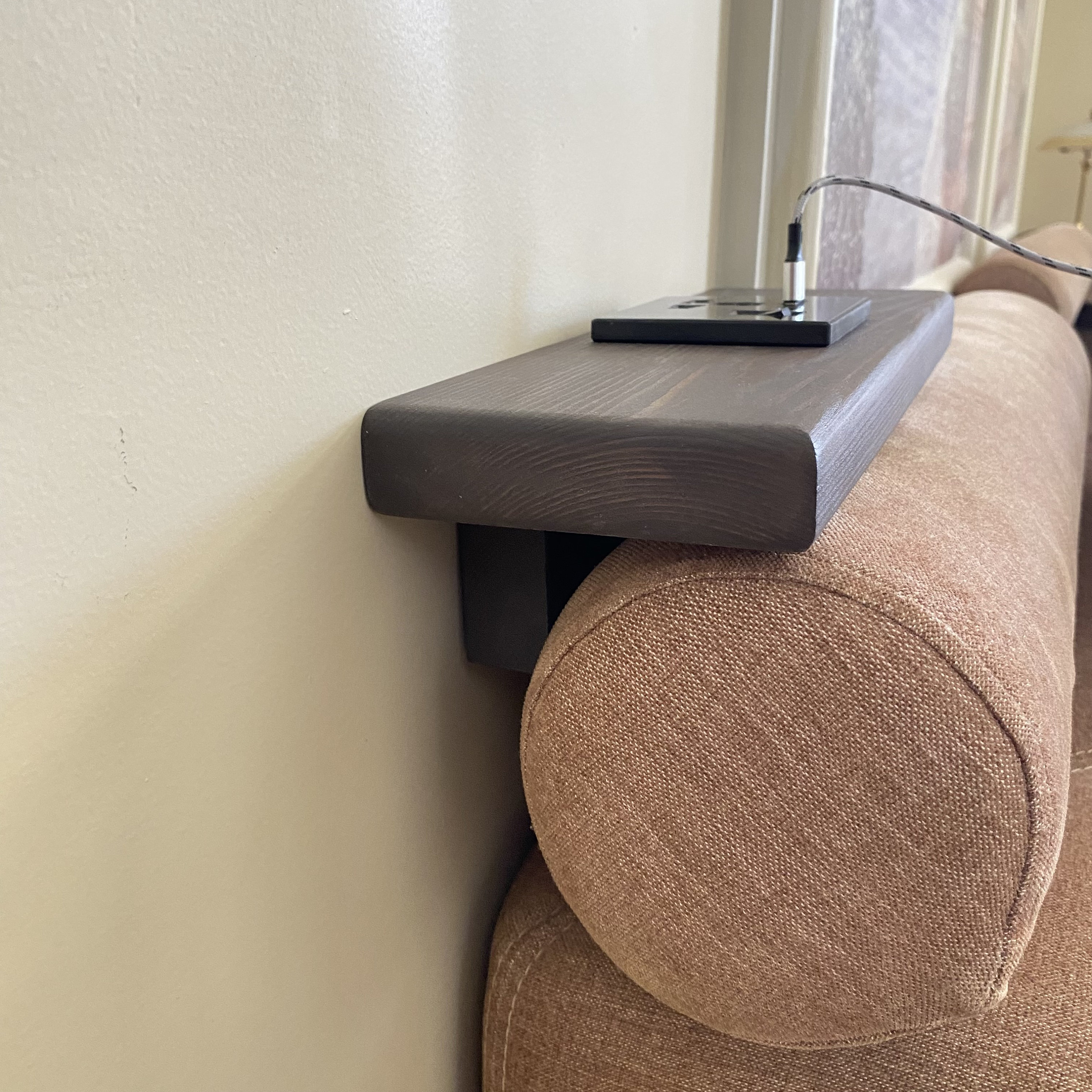 Narrow Behind Couch Table, Charging Station, Hidden Sofa Table With Charging Outlets, Powered ...
