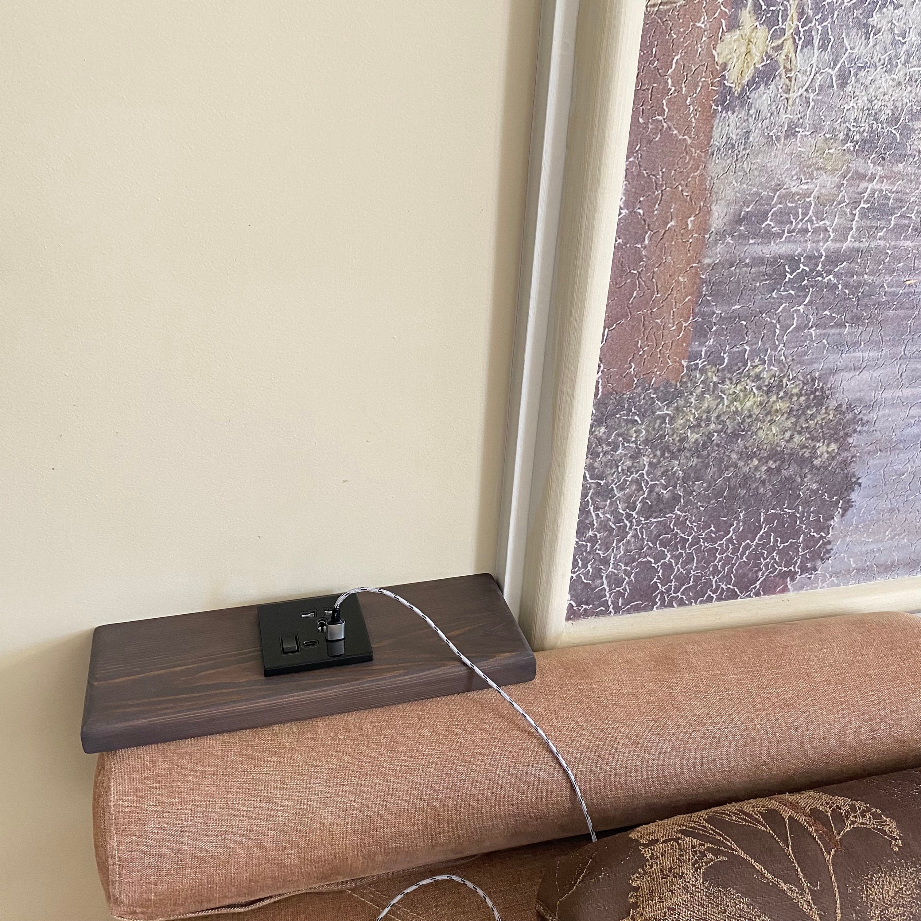 Narrow Behind Couch Table, Charging Station, Hidden Sofa Table With ...