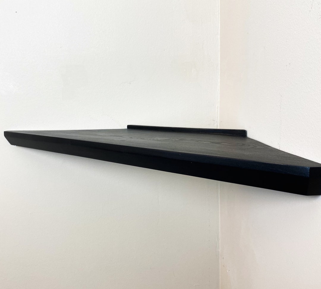 Trapezoidal Shape Corner Shelf, Floating Shelf With Barrier and Facet ...