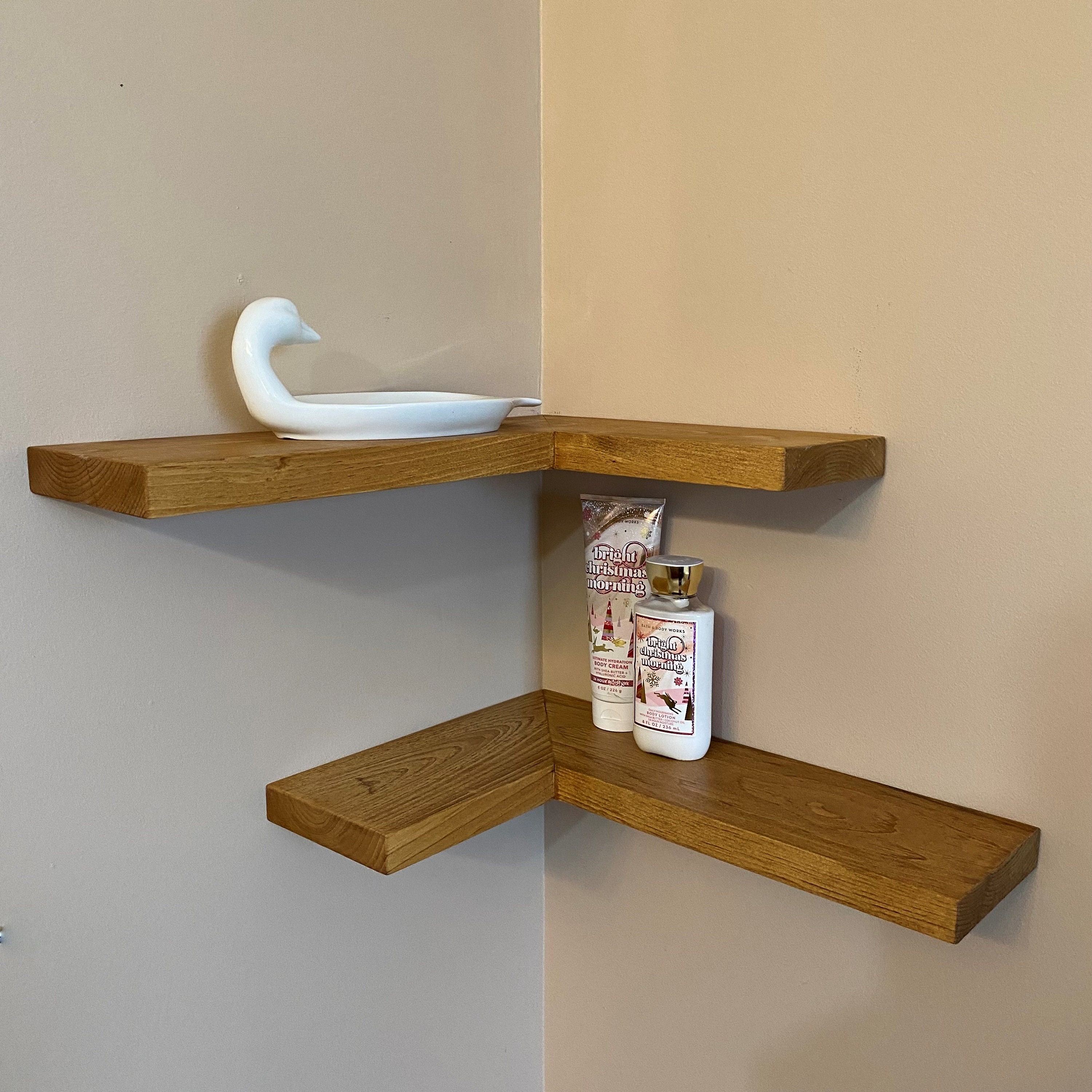 Hoekplank, zwevend, houten planken, kas, wit, rustiek, hoekplanken ...