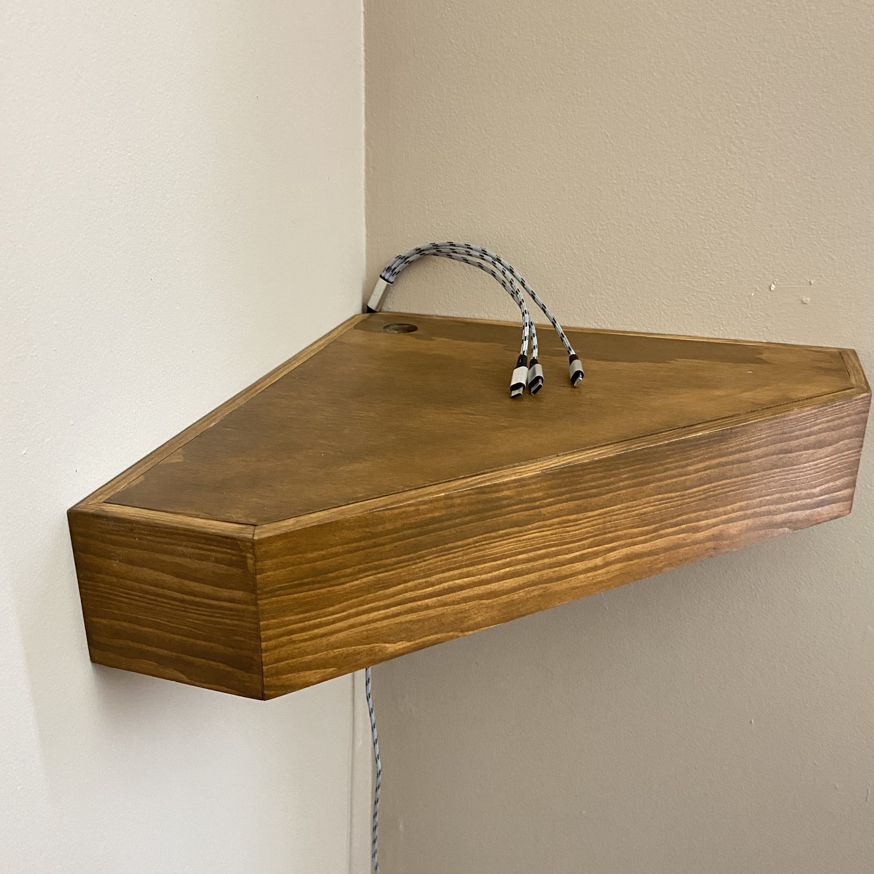 Hidden Storage, Pentagonal Corner Shelf, Floating Shelves, Easy Install ...