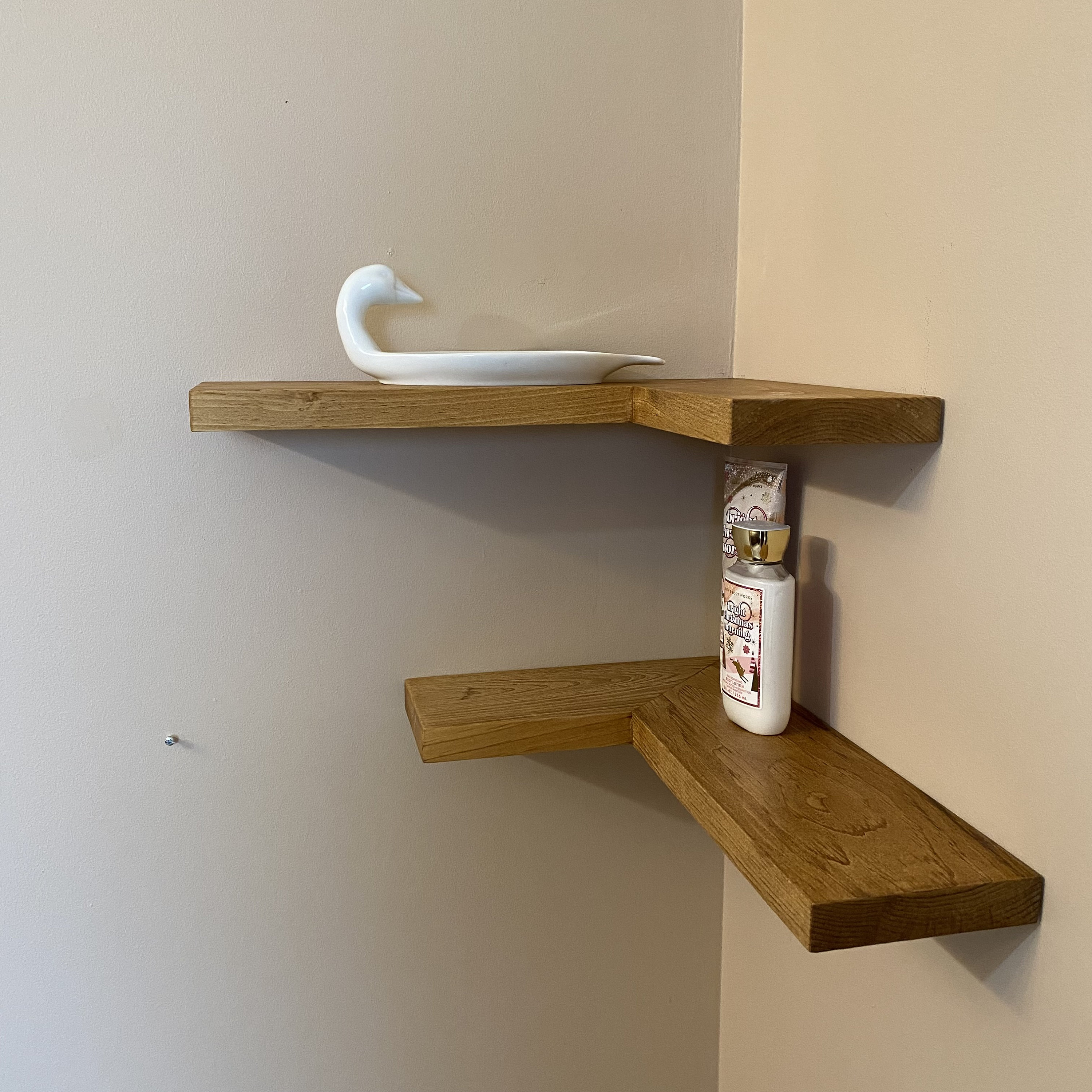Hoekplank, zwevend, houten planken, kas, wit, rustiek, hoekplanken ...