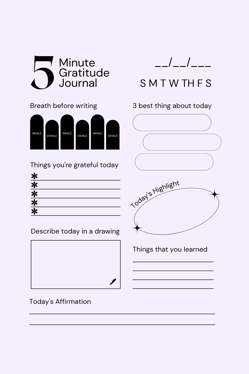 5 Minuite Gratitude Journal - Etsy