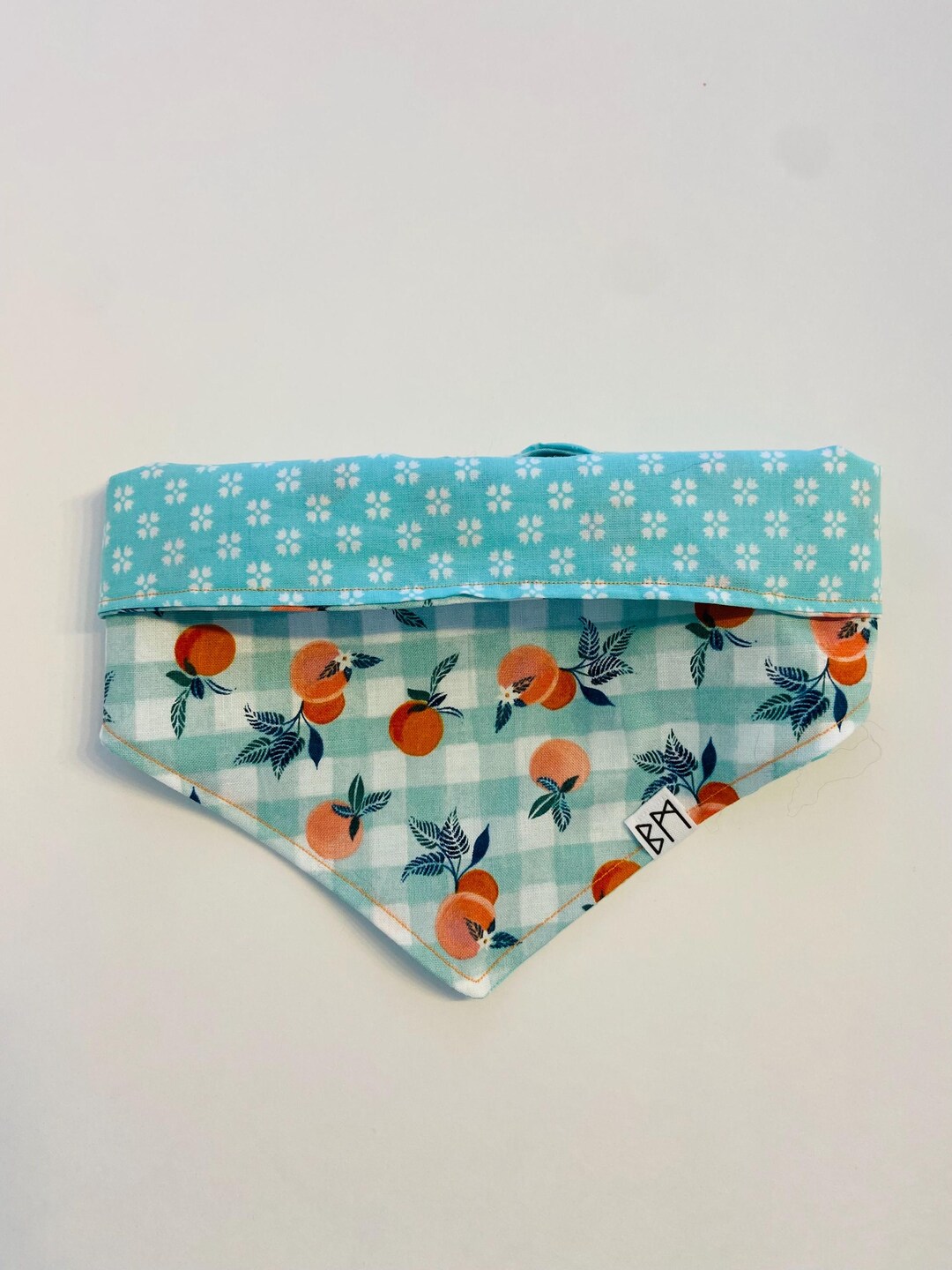 Simply Orange Reversible Pet Bandana, Oranges & Teal Plaid, With ...