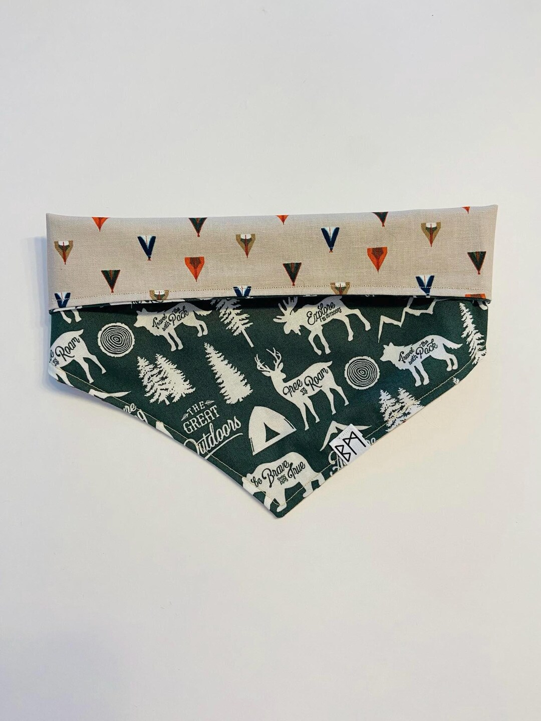 Great Outdoors Reversible Pet Bandana, Camping, Wild Animals & Trees ...
