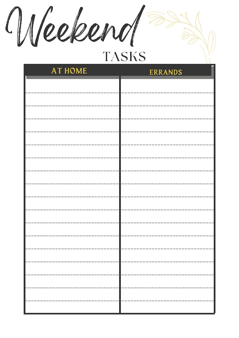 Weekend Planner, Weekend to Do List, Digital Download, Digital Planner ...