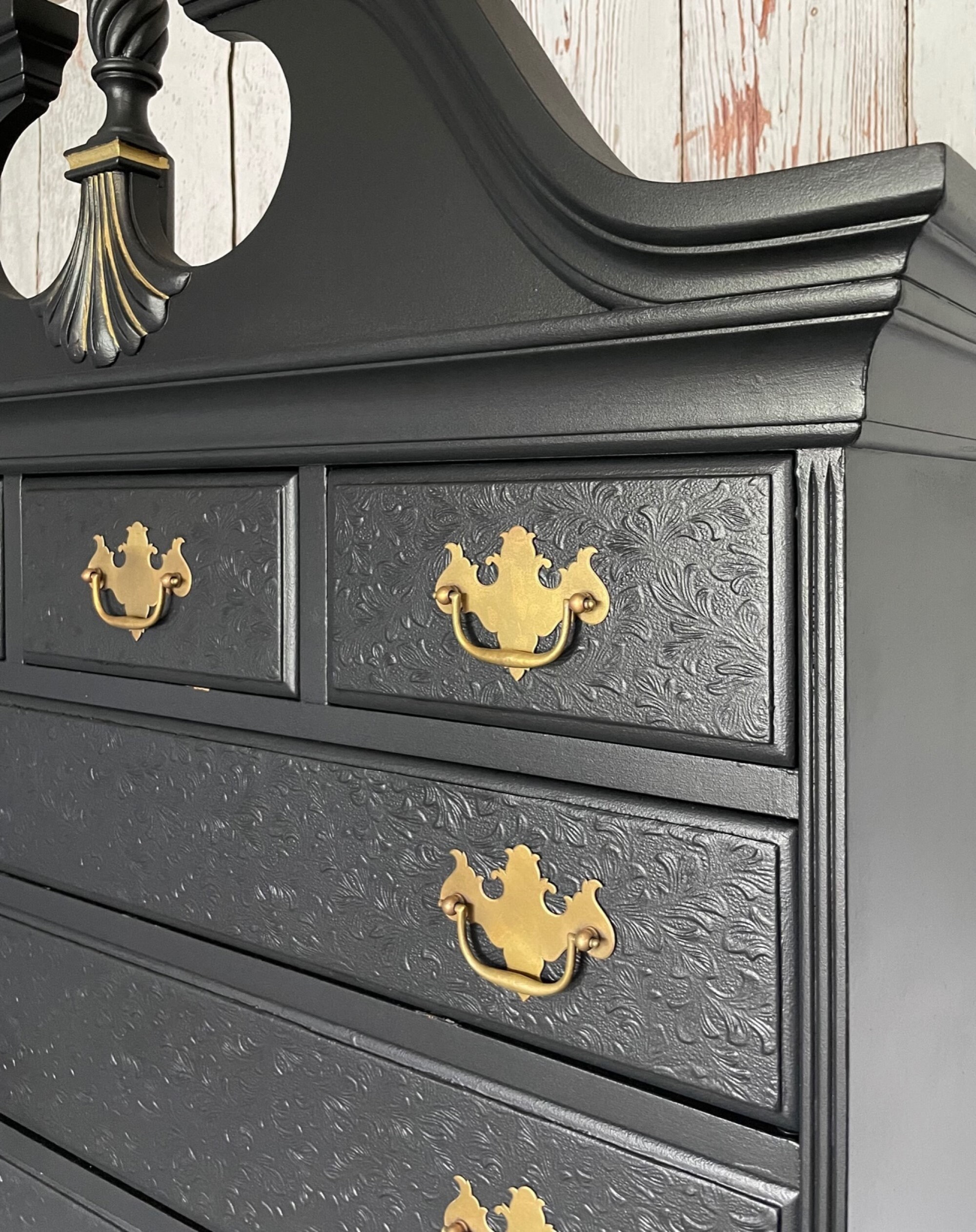 SOLD Tall Boy Dresser in Black With Desk Drawer Pull out Etsy