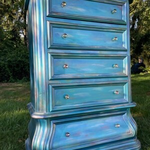 SOLD Sample Only Tall Iridescent Blue Mermaid Dresser - Etsy