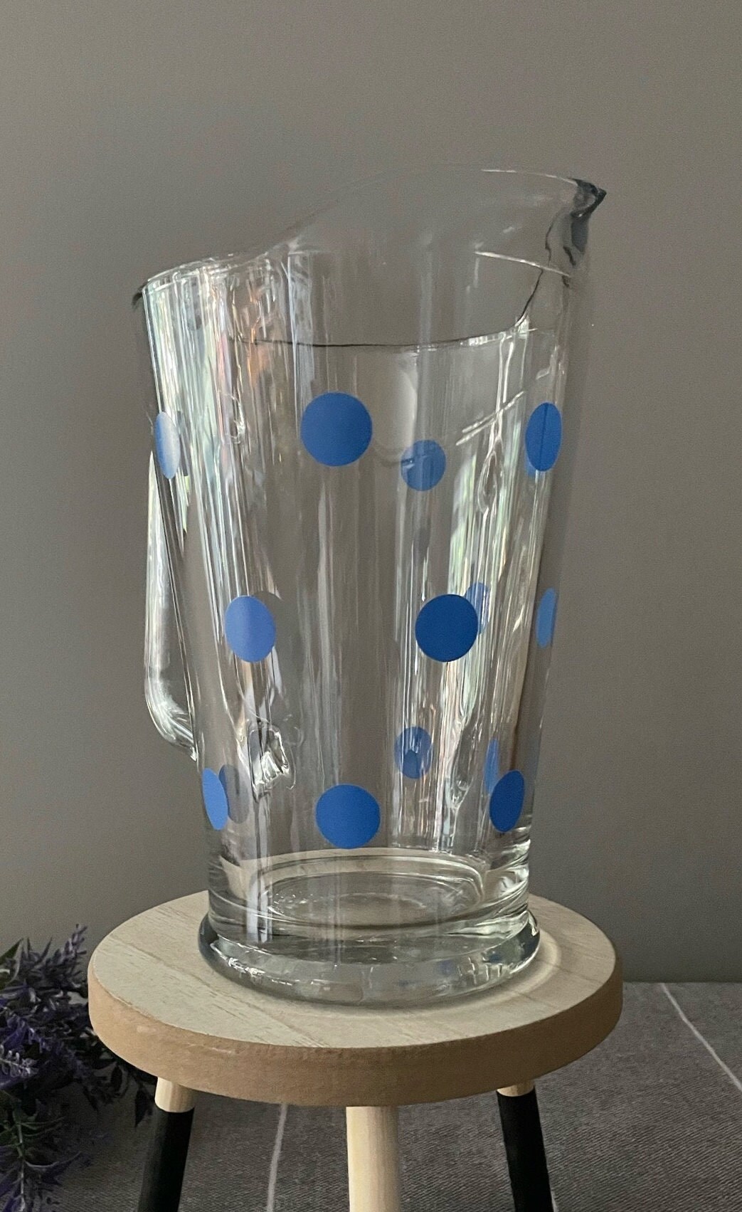 Vintage Pressed Glass Blue Polka Dot Libby Pitcher - Etsy