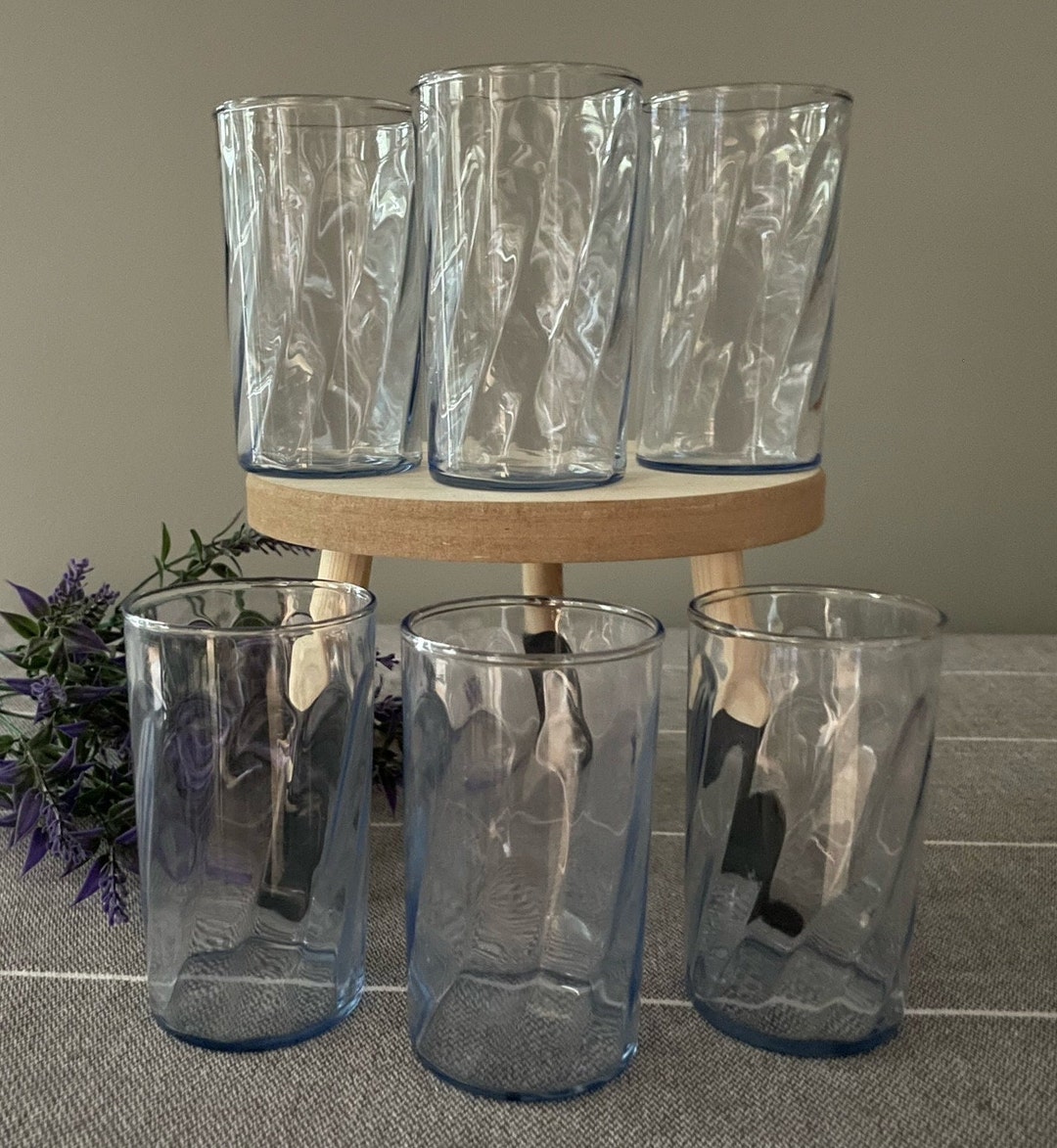 Vintage Misty Blue Optic Swirl Flat Bottom Juice Glasses - Etsy