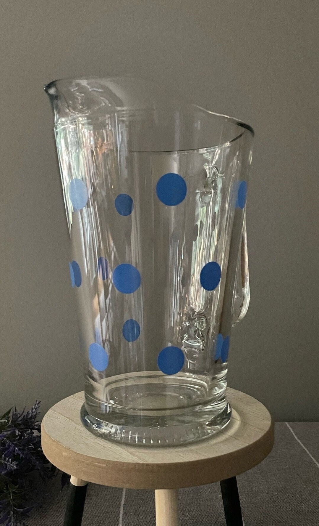 Vintage Pressed Glass Blue Polka Dot Libby Pitcher - Etsy