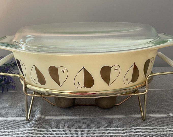 Vintage Pyrex Deluxe Golden Hearts W/ BOX Cinderella Casserole and ...