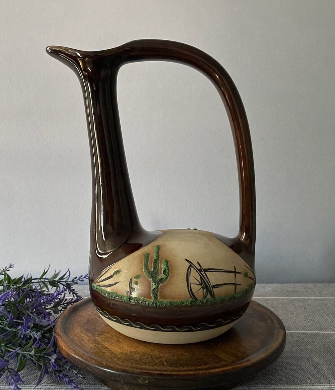 Vintage Betty Selby Southwestern Pottery Saguaro Cactus Paw Print ...