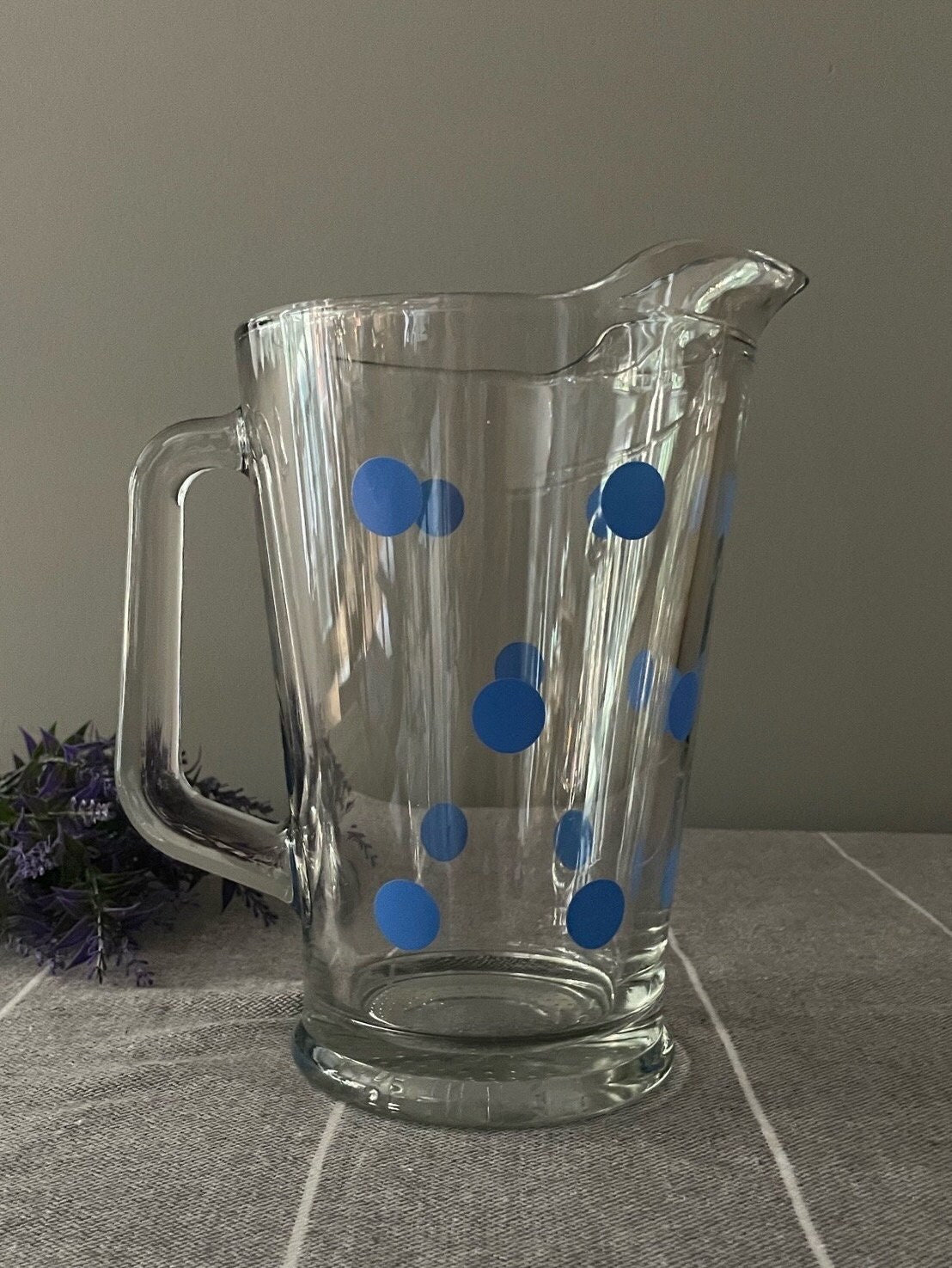 Vintage Pressed Glass Blue Polka Dot Libby Pitcher - Etsy