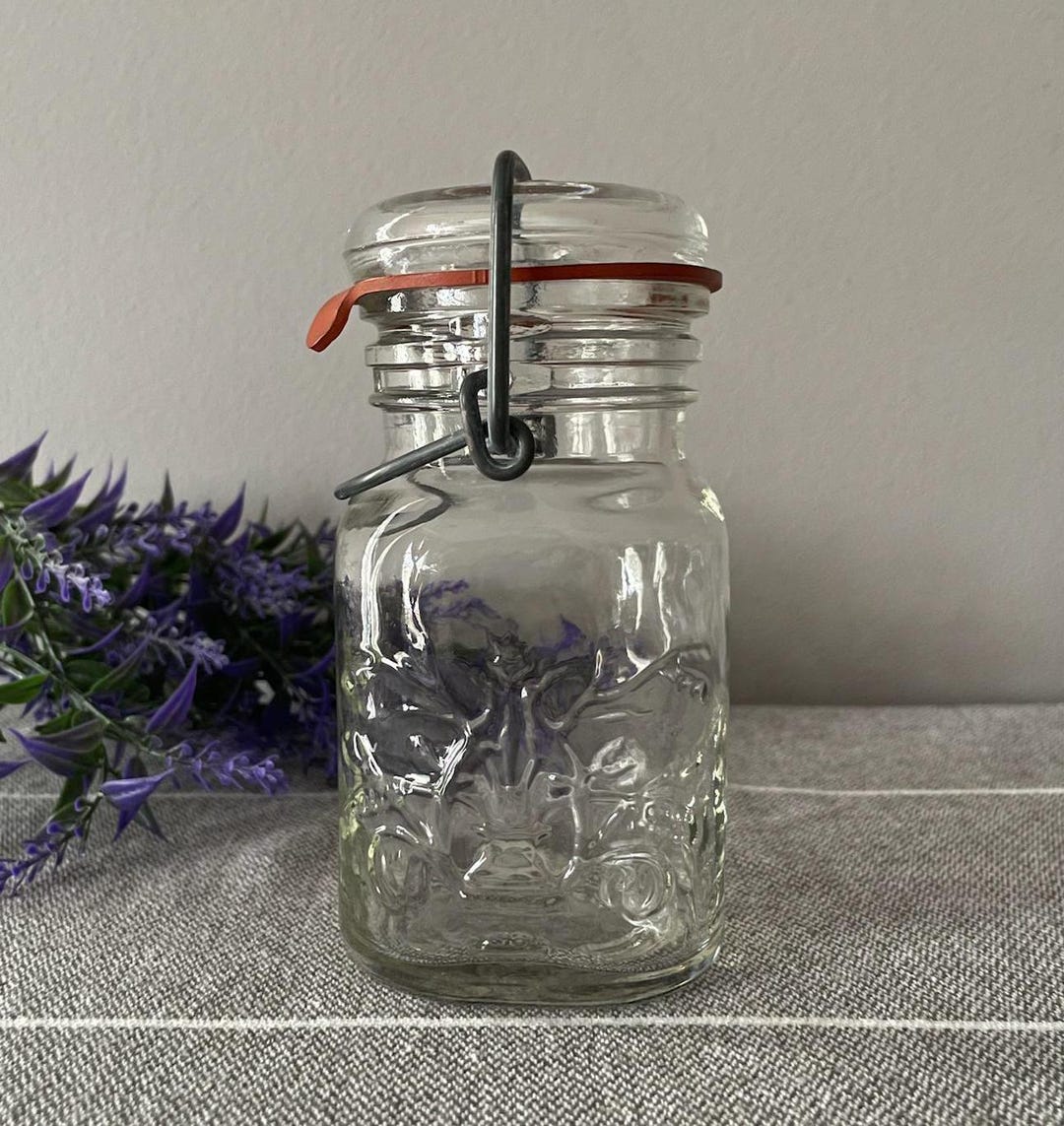 Vintage Wheaton Glass Wire Bale Embossed Small Canning Jar/spice ...