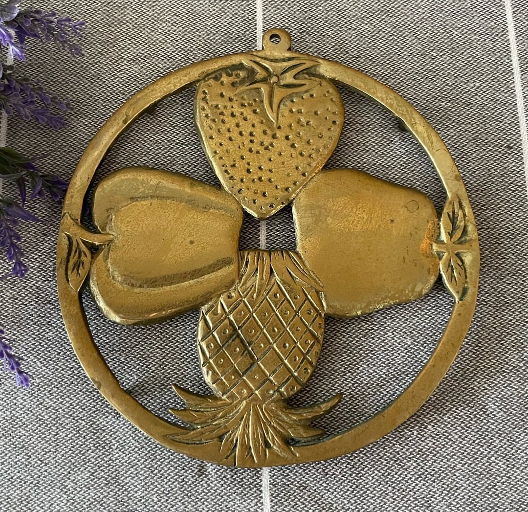 Vintage Brass Fruit Trivet Wall Decor - Etsy
