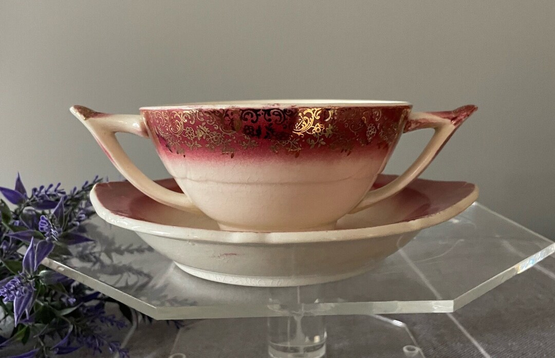 Vintage Cronin Royal Gold Crest Sugar Bowl and Small Plate Crazed - Etsy