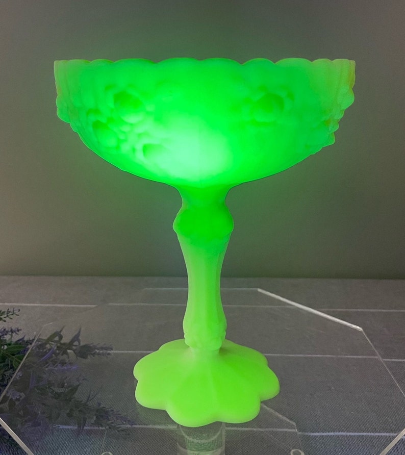 Vintage Fenton Lime Sherbert Custard Glass Uranium Footed - Etsy
