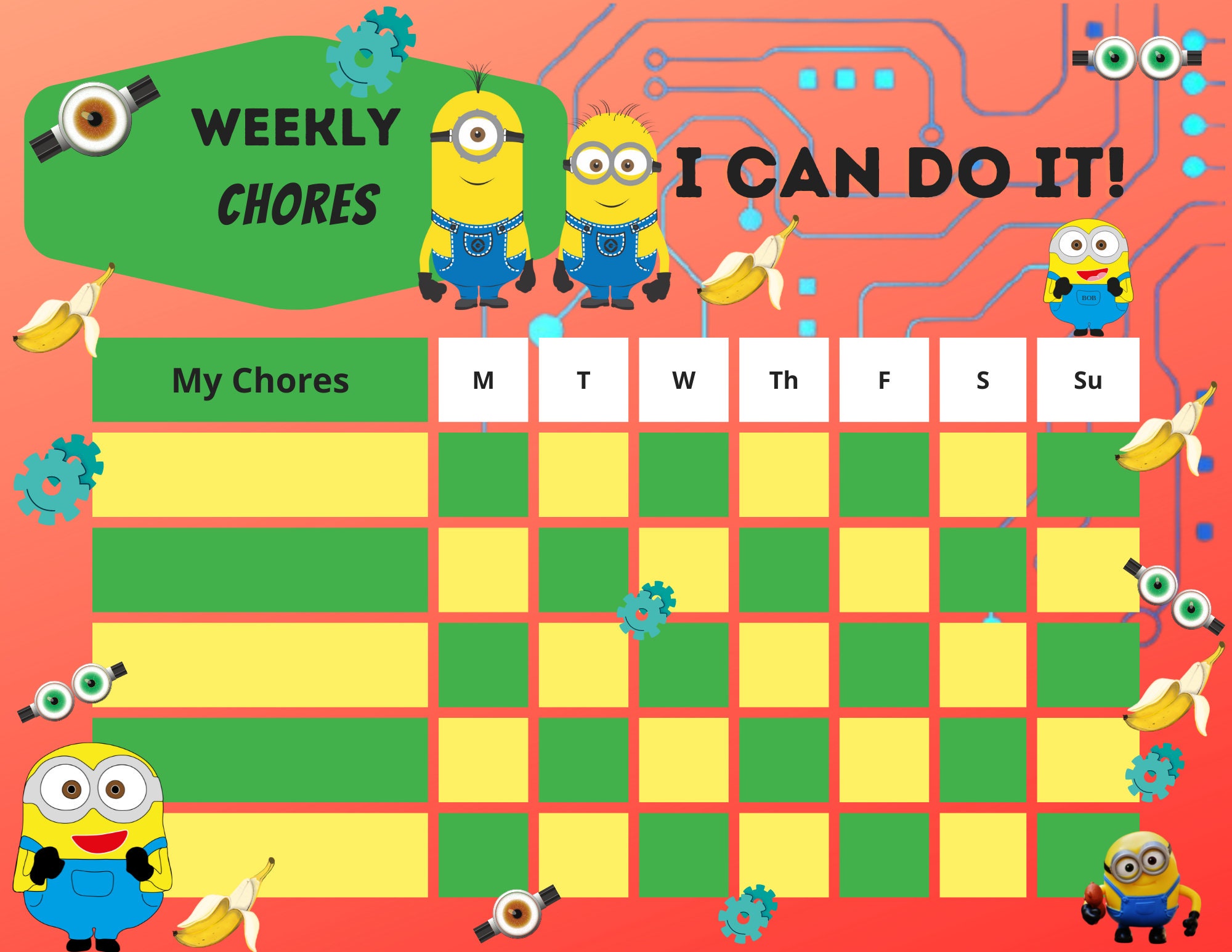 Kids Daily Chore Chart Easy Printable Daily Chart Fun Chore Chart 