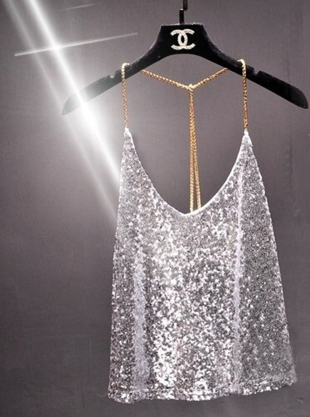 Silver Sequin Evening Top, Black Sequin Top, Evening Top, Green Club ...