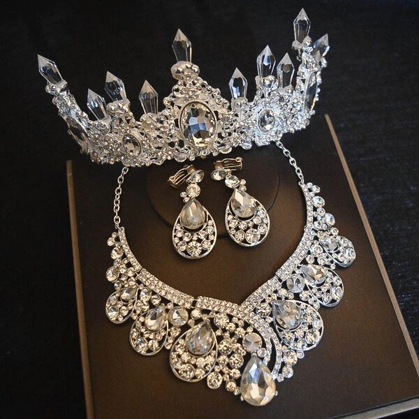 Wedding Tiara Jewelry Set - Etsy
