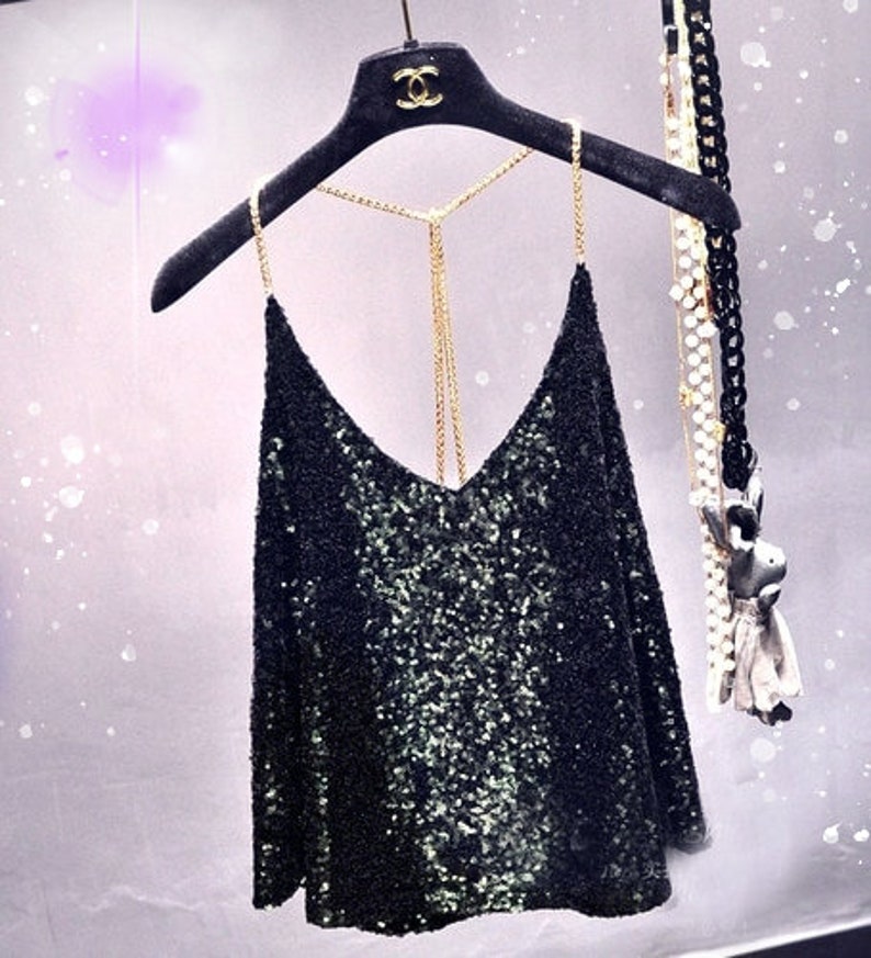 Silver Sequin Evening Top, Black Sequin Top, Evening Top, Green Club ...