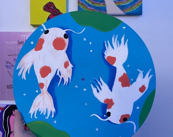 Modern Koi Fish Painting/koi Gyotaku/black and White Fish Decor ...