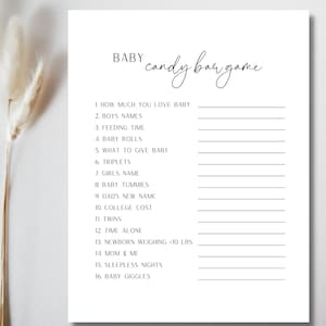 Baby Candy Bar Game Printable Baby Shower Game Instant - Etsy
