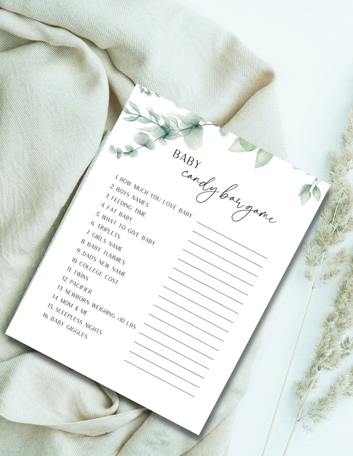 Baby Candy Bar Game Printable Baby Shower Game Green - Etsy