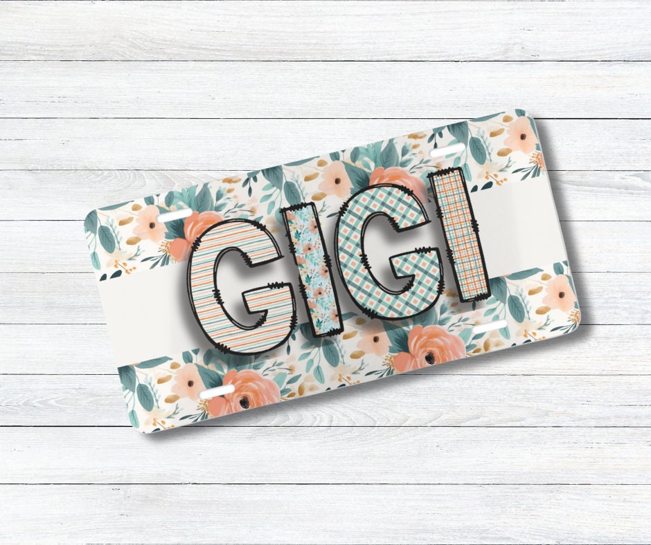 Floral Gigi License Plate - Custom Grandma Car Tag - Etsy